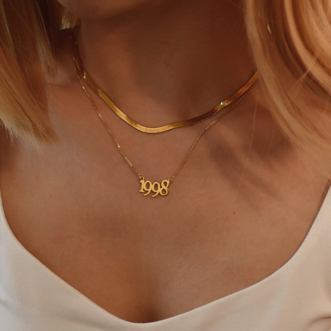 Custom Year Necklace, Personalized Birth Year Necklace, Custom Date ...