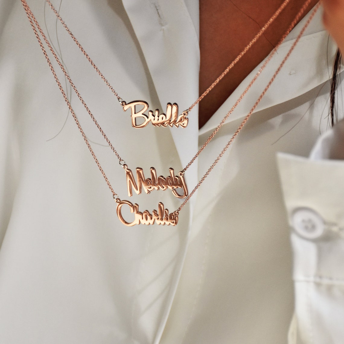 Layered Custom Name Necklace Multiple Chain Name Necklace - Etsy