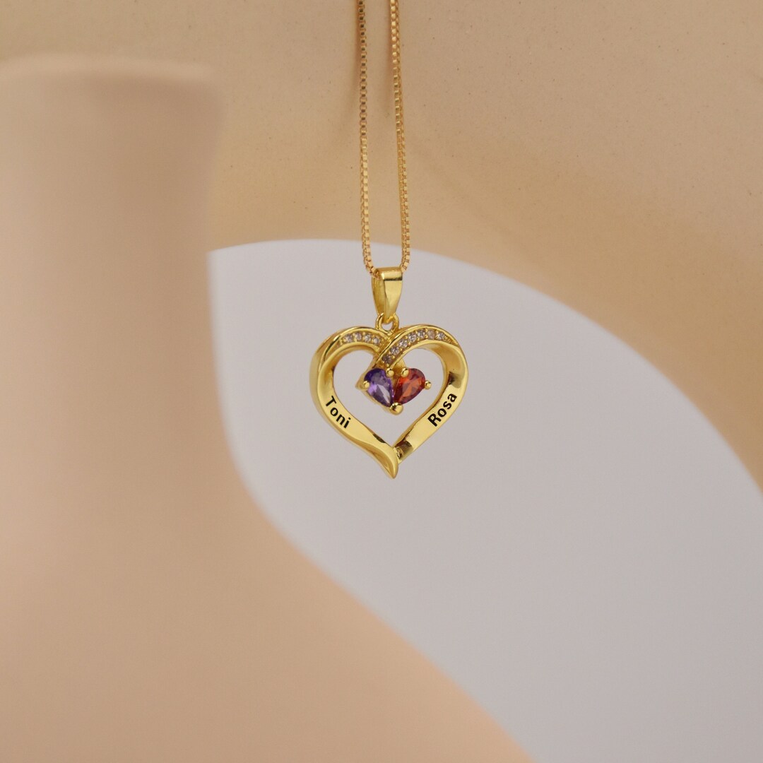 Heart Shape Swarovski Birthstone Necklace, Personalized Birthstone ...