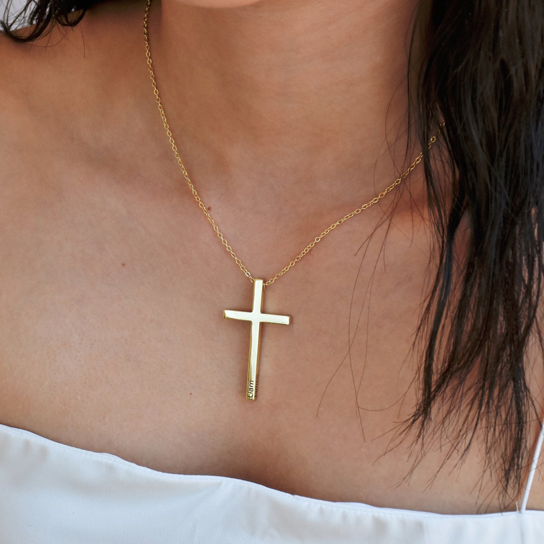 Baptism Gift Custom Cross Necklace, Name Necklace, Christian Jewelry, Cross Name Necklace, Gifts ...