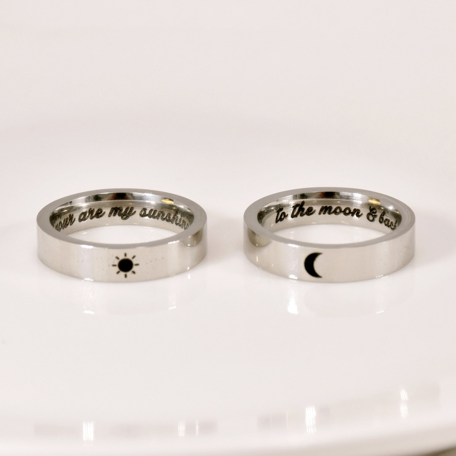 Moon Sun Couple Rings Moon and Sun Ring Set Matching Rings - Etsy
