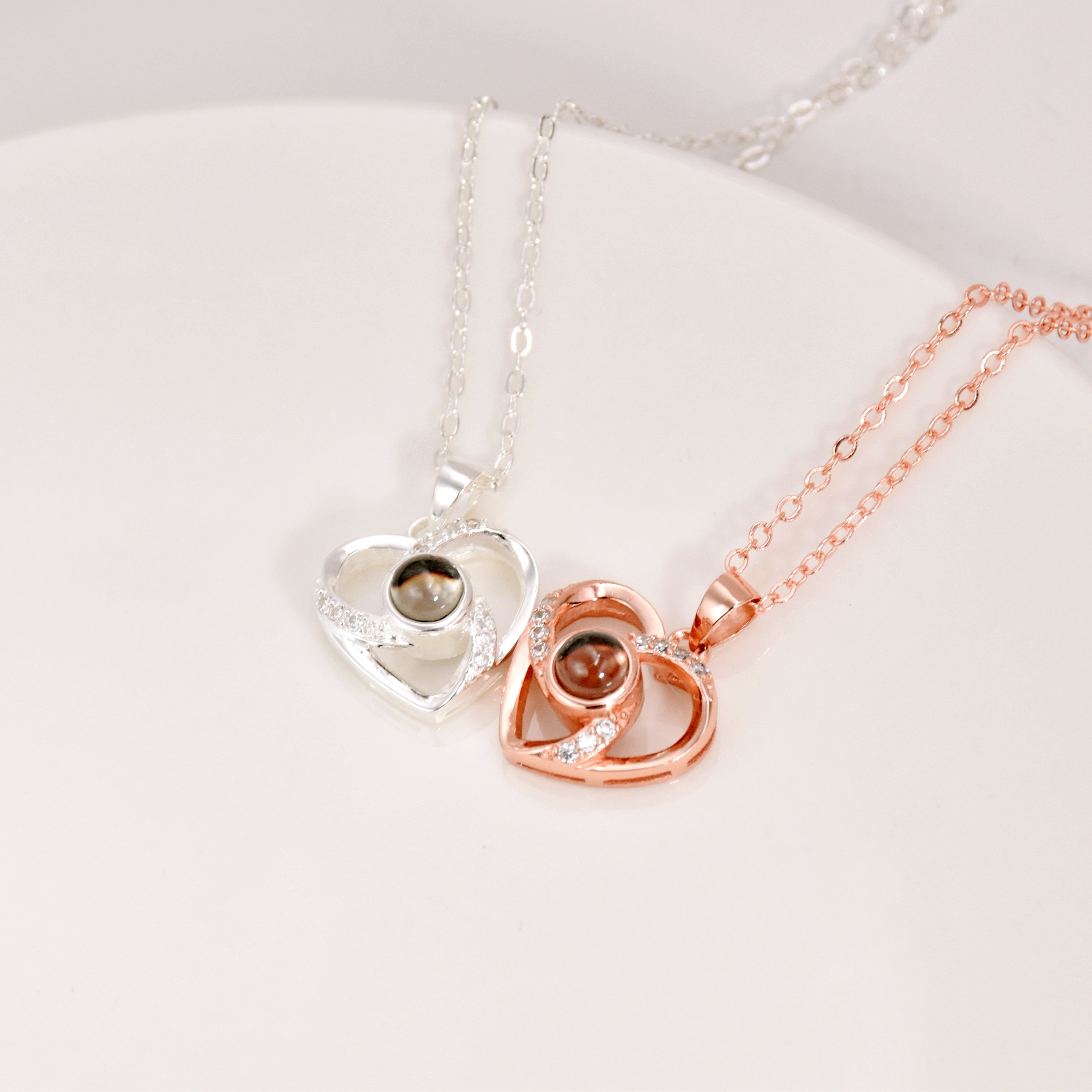 Projection Photo Necklace Heart Necklace Personalized Heart - Etsy