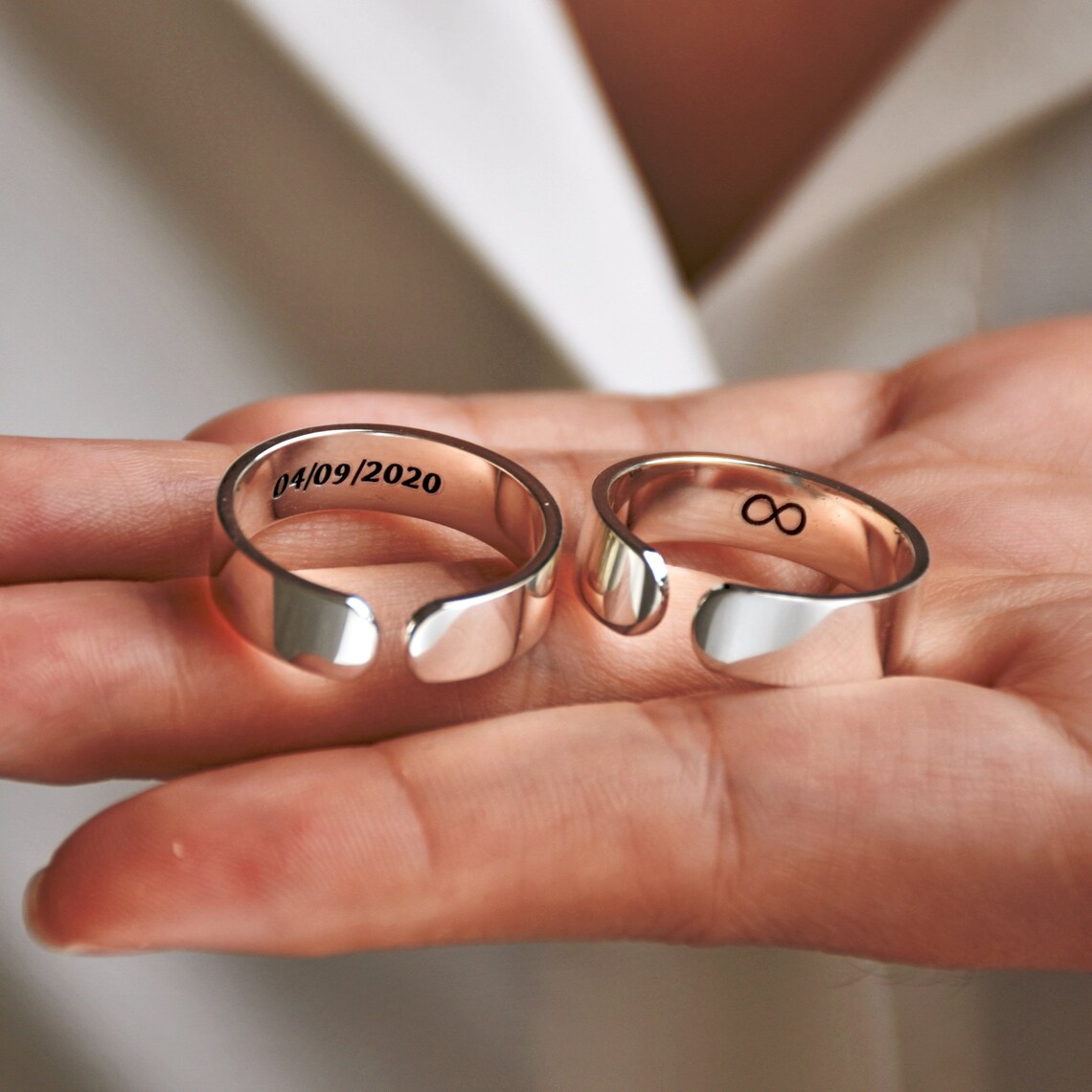 Personalized Split Open Style Stacked Rings, Custom Engraved Rings ...
