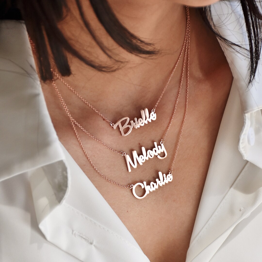 Layered Custom Name Necklace, Multiple Chain Name Necklace, Two Three ...