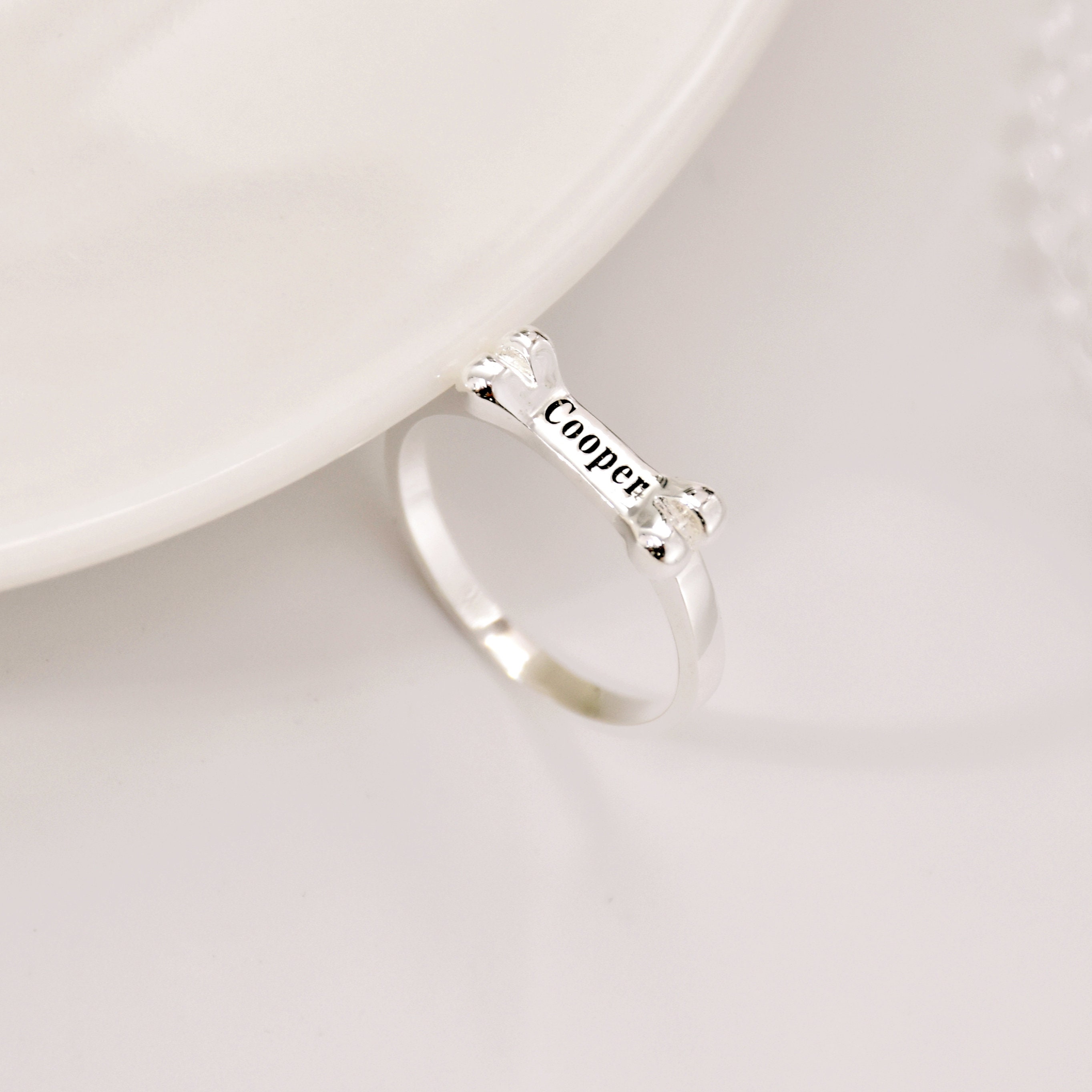 Personalized Dog Shaped Bone Pup Ring Dog Memorial Ring - Etsy UK