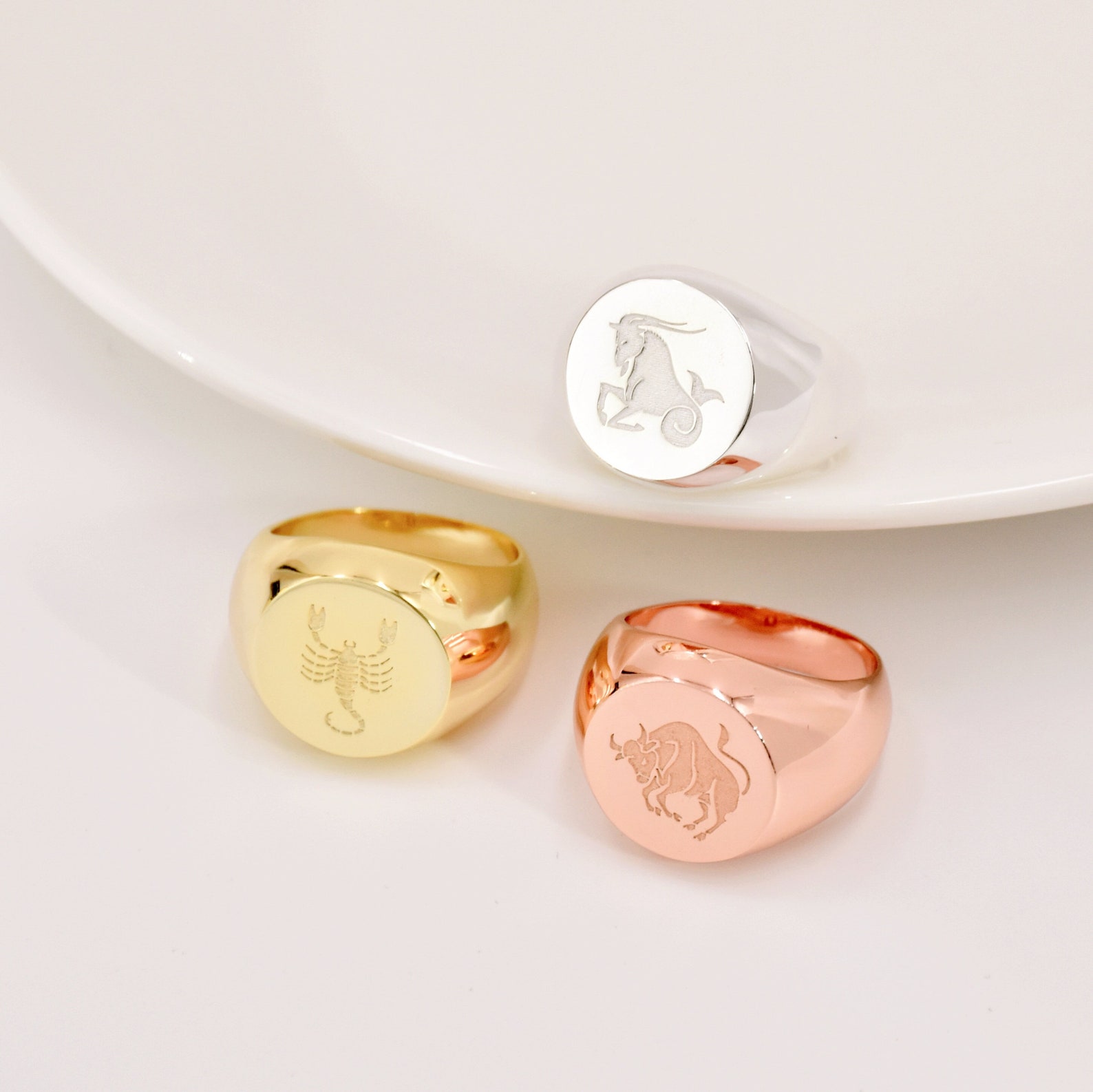 Zodiac Signet Ring, Zodiac Ring, Custom Zodiac Jewelry in Sterling ...