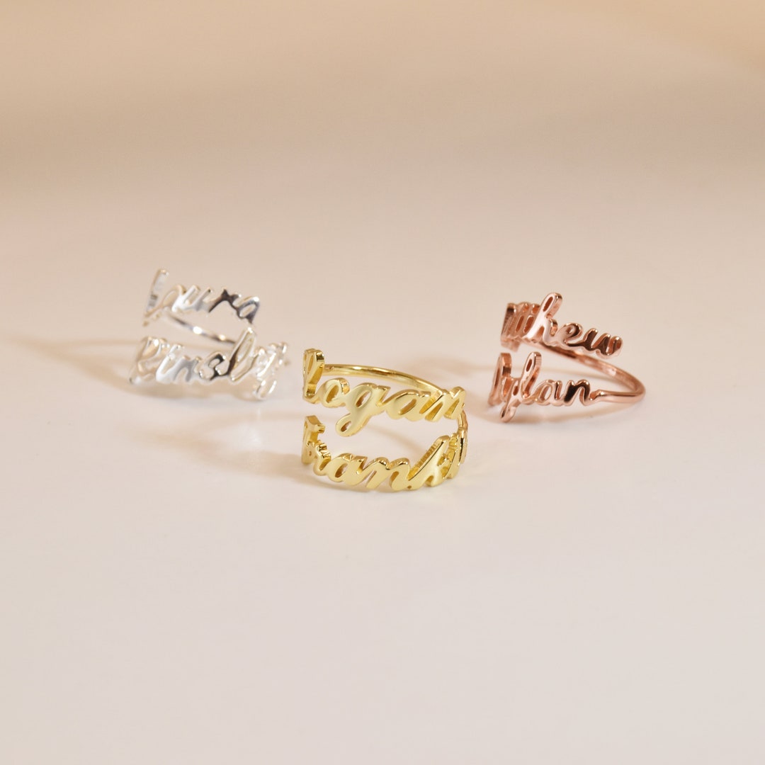 Personalized Two Name Ring, Double Names Ring, Family Name Ring ...