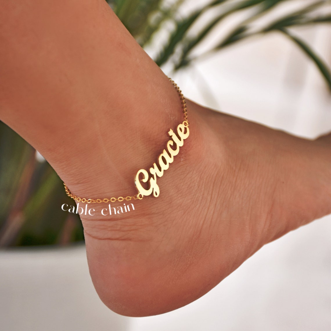 Customized Name Anklet, Personalized Adjustable Anklet, Beach Jewelry ...