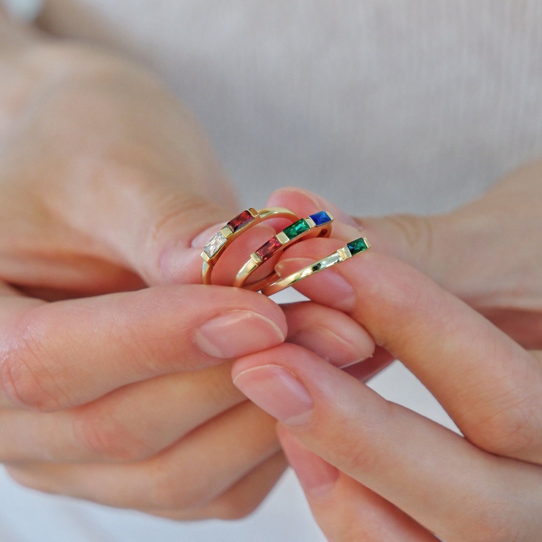 Family Birthstone 925 Silver Ring, Birthstone Ring for Mom, Minimalist ...