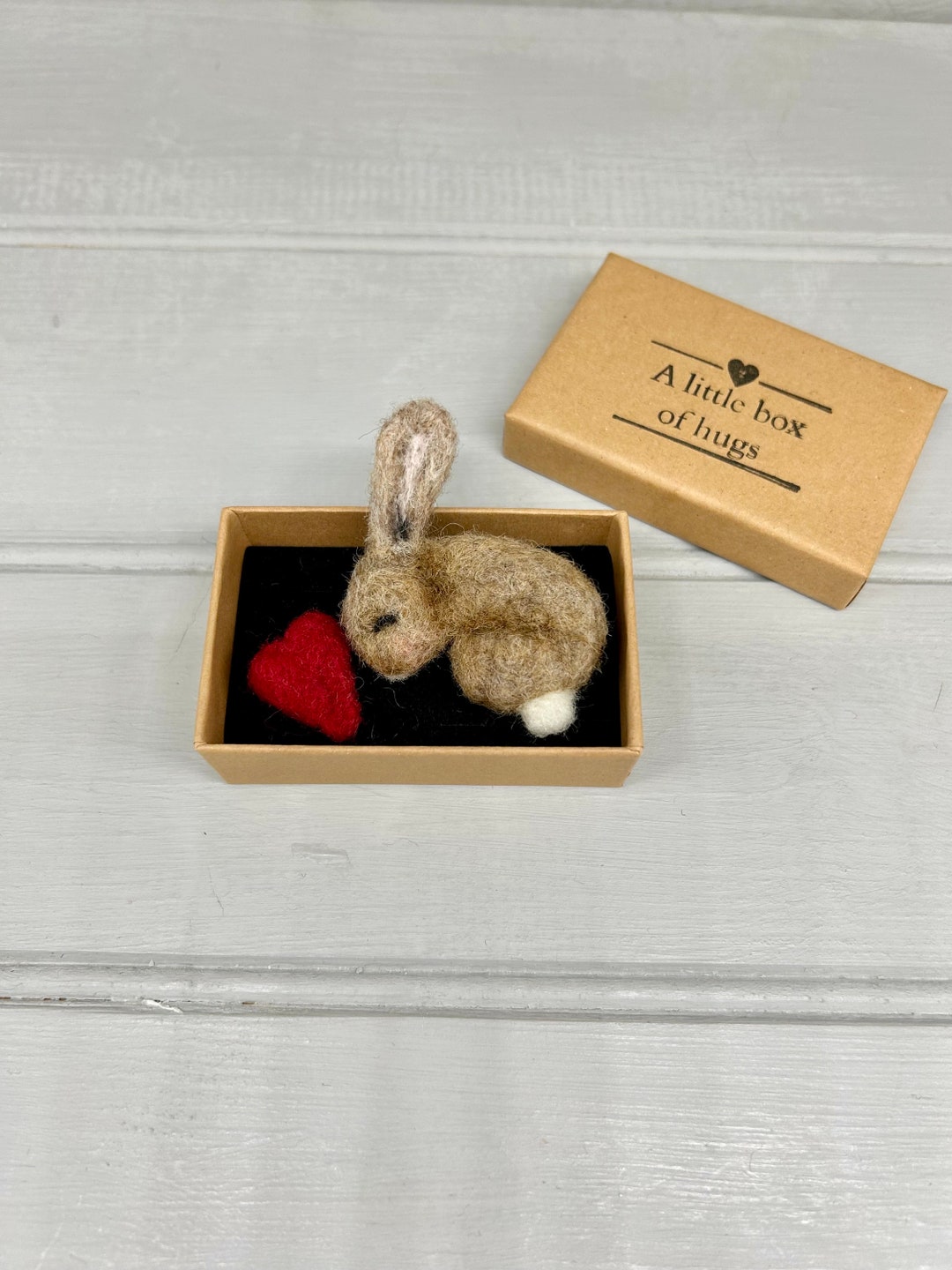 Rabbit in a Box, Sleeping Rabbit, Tiny Needle Felted Rabbit, Miniature ...