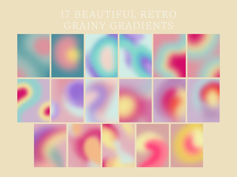 Retro Grainy Gradients Digital Background Set Social Media - Etsy