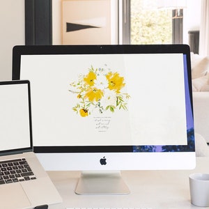 HEBREWS 10:37, Bible Verse Desktop Wallpaper, Watercolor Floral PC ...