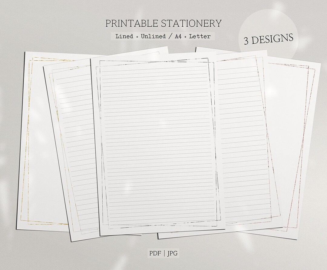 Minimalist Letter Writing Set, A4/letter/lined/unlined/pdf/jpg ...