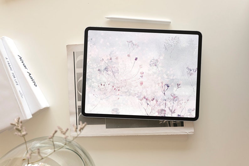 Purple Aesthetic iPad Wallpaper, Purple Floral iPad Background, iPad ...