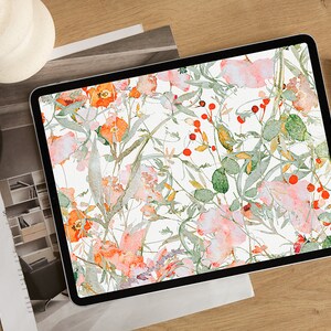 Floral Pattern iPad Wallpapers, Set of 2, Aesthetic Flower iPad ...