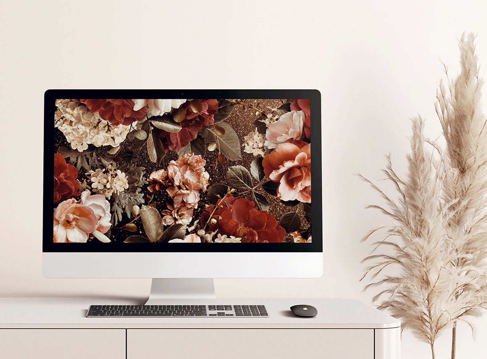Vintage Flowers Desktop Wallpaper, Aesthetic Floral PC Background ...