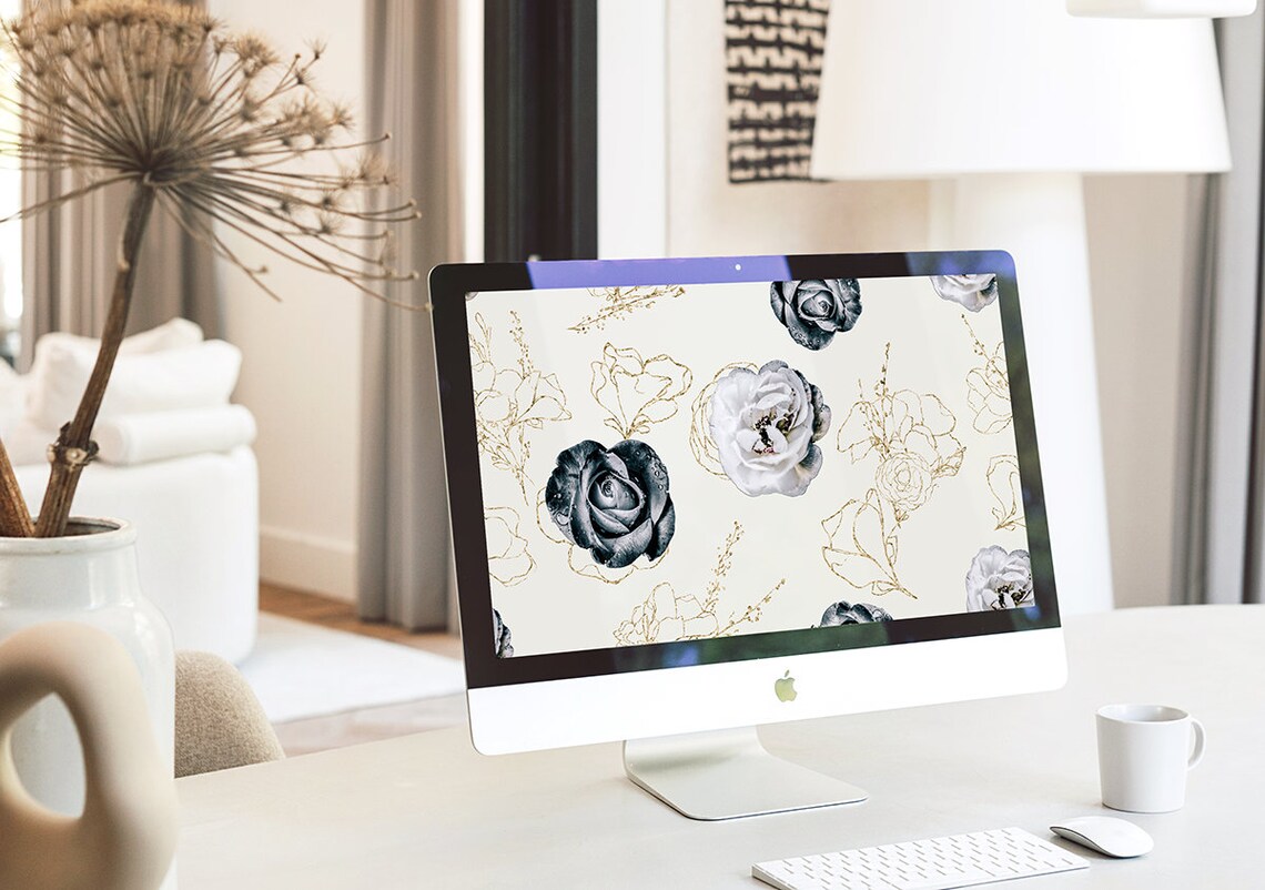 Floral Desktop Wallpapers 3 Colors/flowers Computer - Etsy