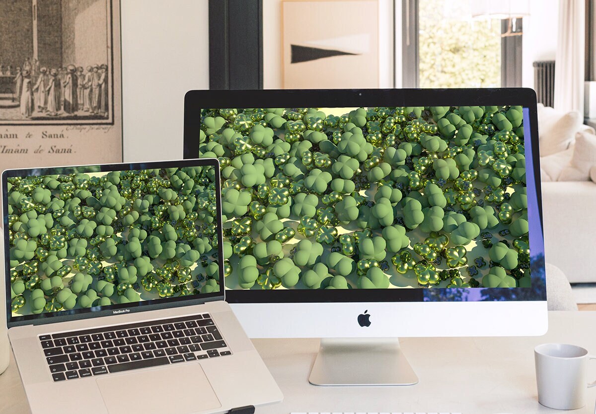 Abstract Green Desktop Wallpaper Green Theme/3d Wallpaper for - Etsy