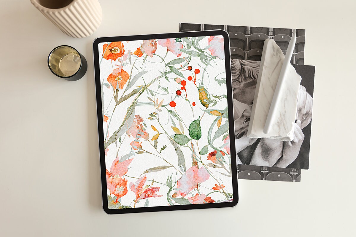 Floral Pattern iPad Wallpapers, Set of 2, Aesthetic Flower iPad ...