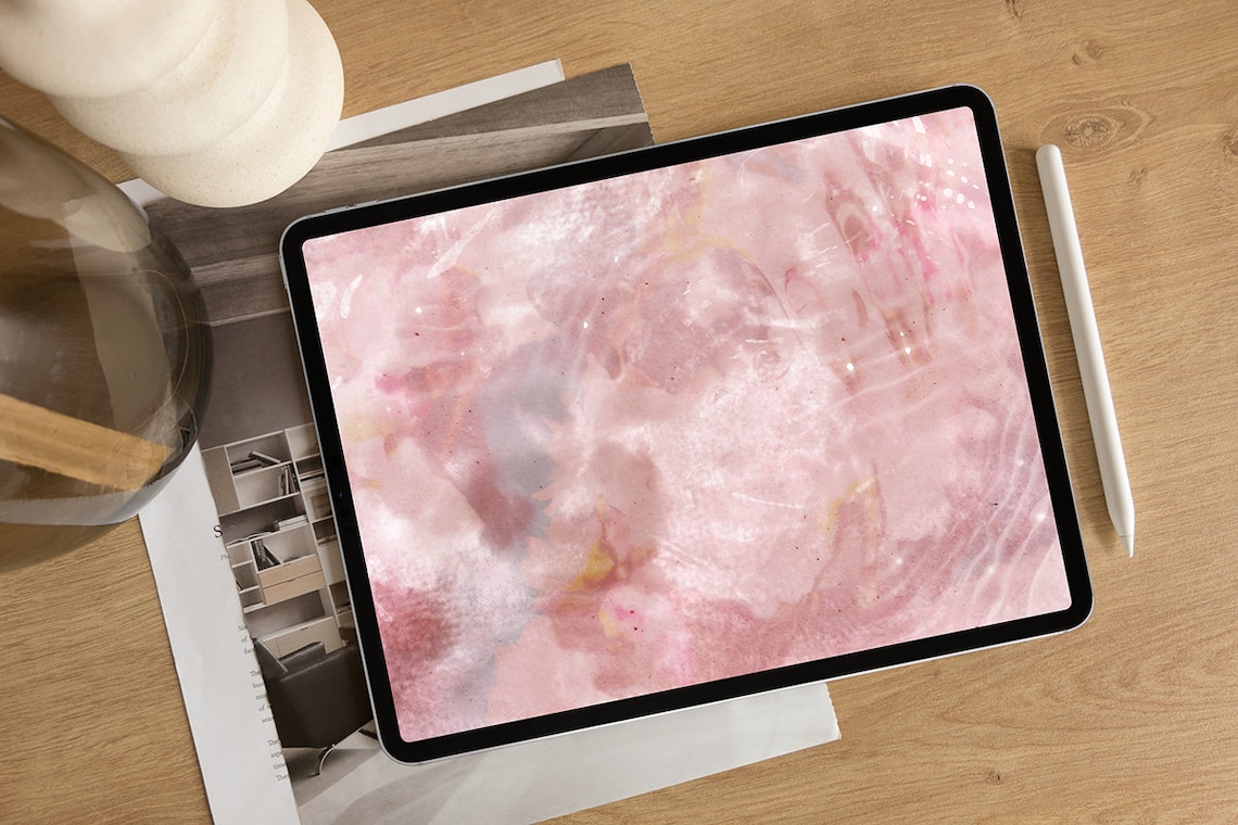Pink Water iPad Wallpaper, Light Pink/aesthetic iPad Background, iPad ...