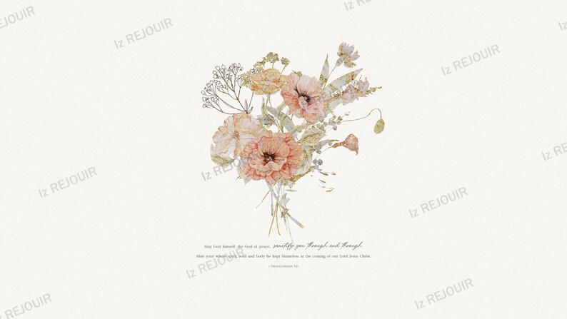 1 THESSALONIANS 5:23, Bible Verse Desktop Wallpaper, Floral PC ...