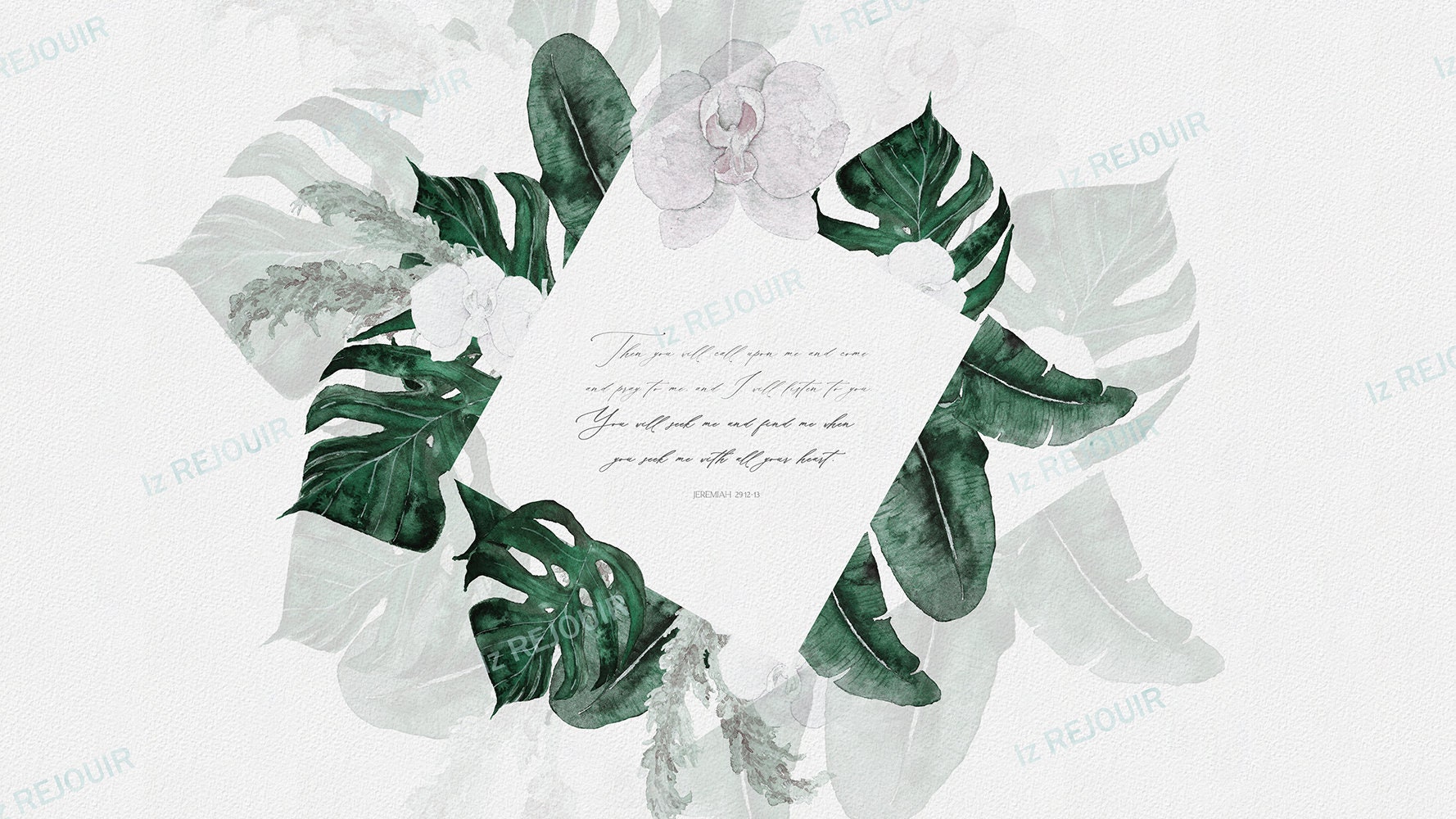 With All Your Heart, Bible Verse Desktop Wallpaper, Floral PC Wallpaper ...