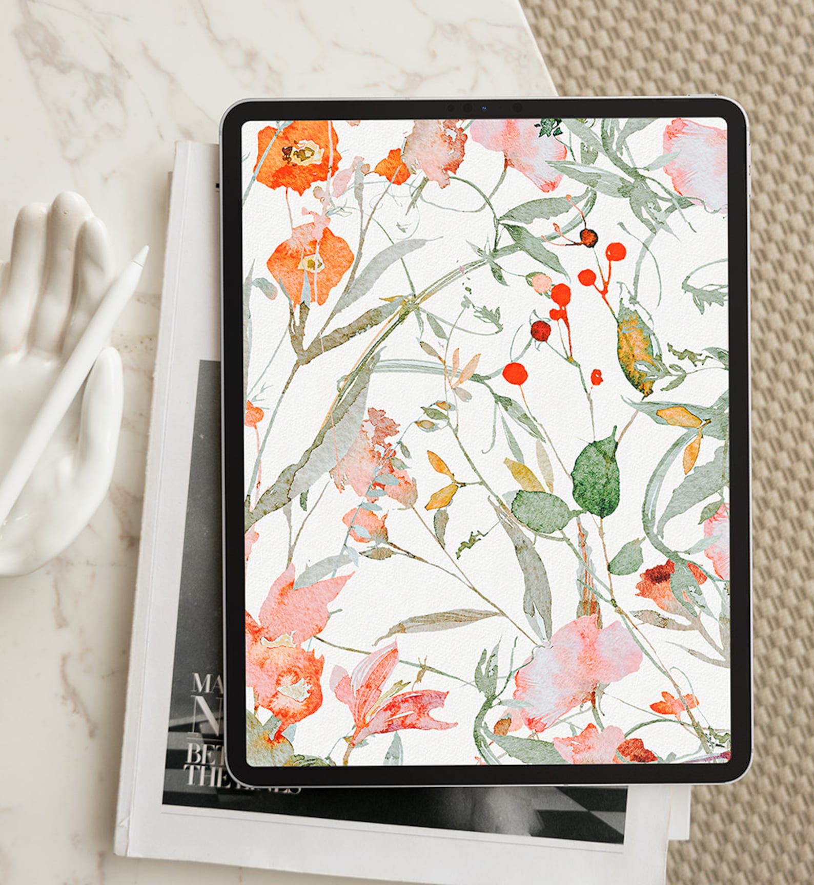 Floral Pattern iPad Wallpapers, Set of 2, Aesthetic Flower iPad ...
