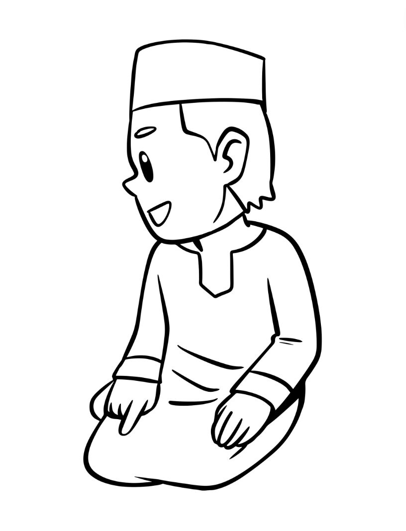 Prayer Position Salat Salah Coloring Pages for Muslim Boys | Printable ...