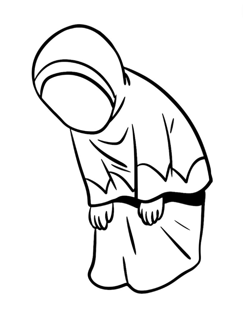 Muslim Girls Prayer Coloring Pages | Faceless Salat Poses (printable ...