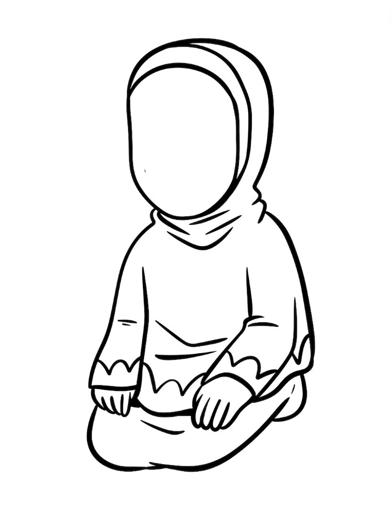 Prayer Position Salat Salah Coloring Pages for Muslim Girls | Printable ...
