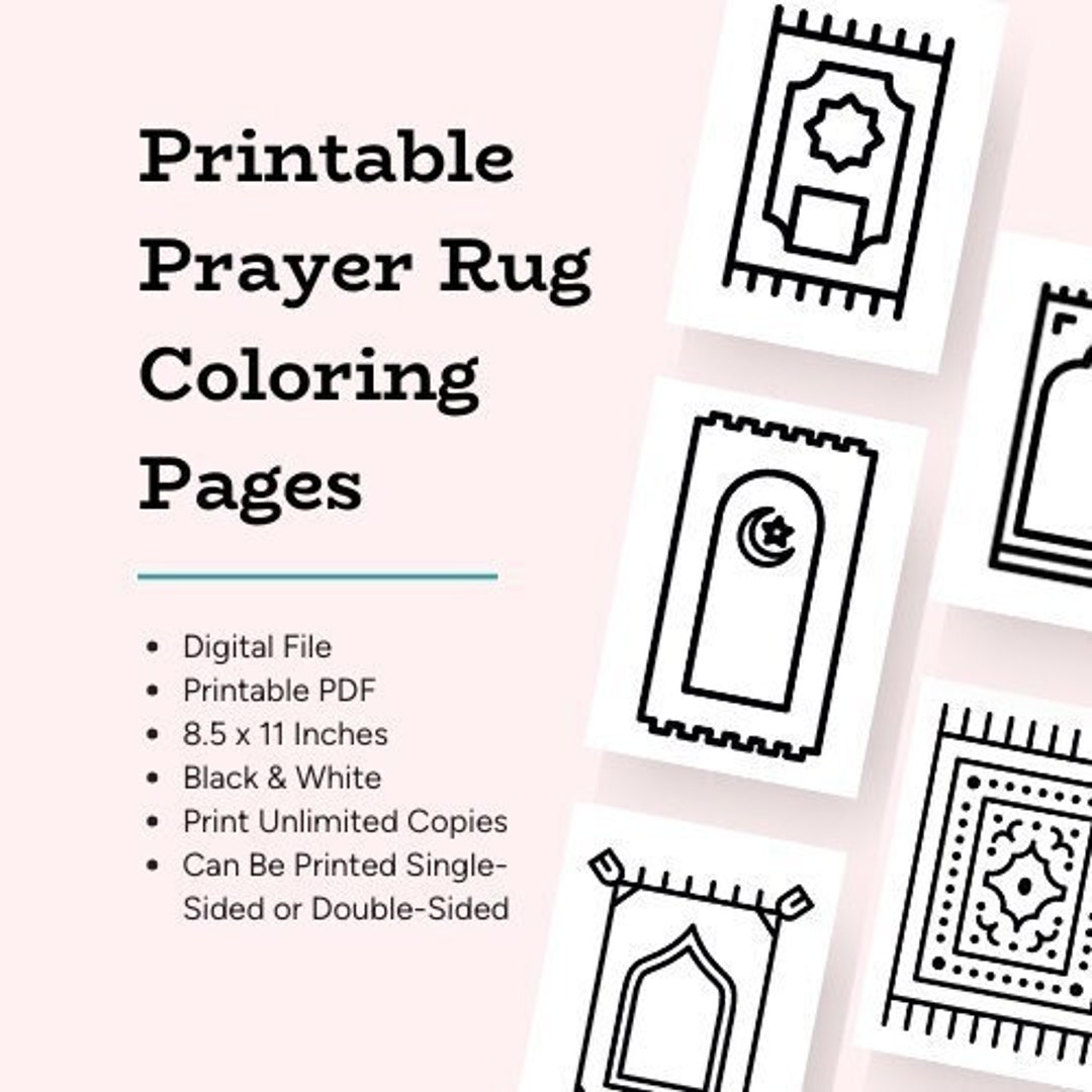 60 Prayer Rug Coloring Pages for Little Muslims Printable PDF Black ...