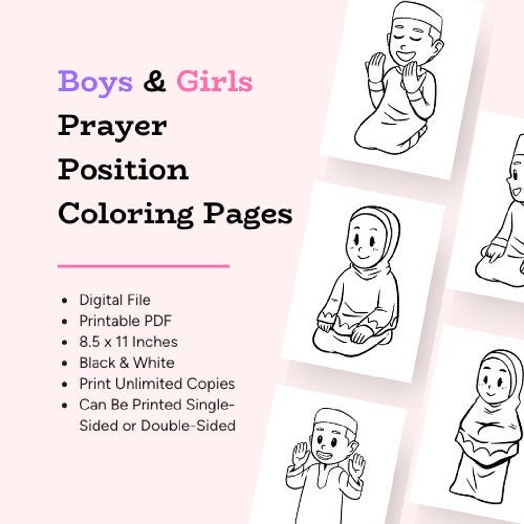 Prayer Position Salat Salah Coloring Pages for Little Muslims ...