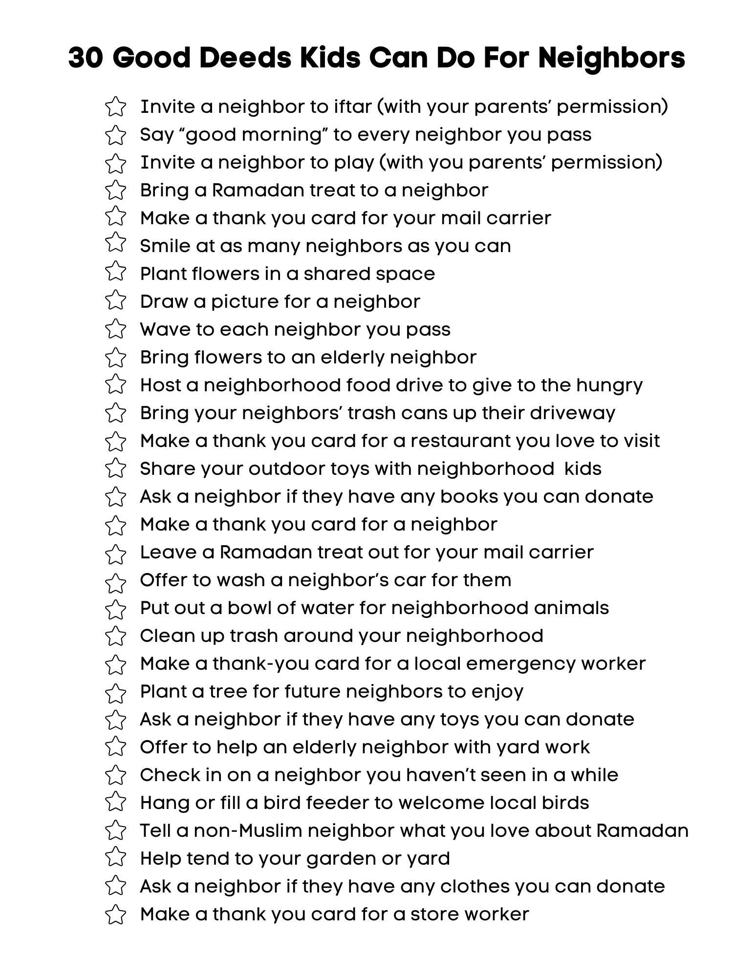 Ramadan Good Deed Tracker for Kids With 150+ Good Deed Ideas | Good Deed Inspiration for Kids ...