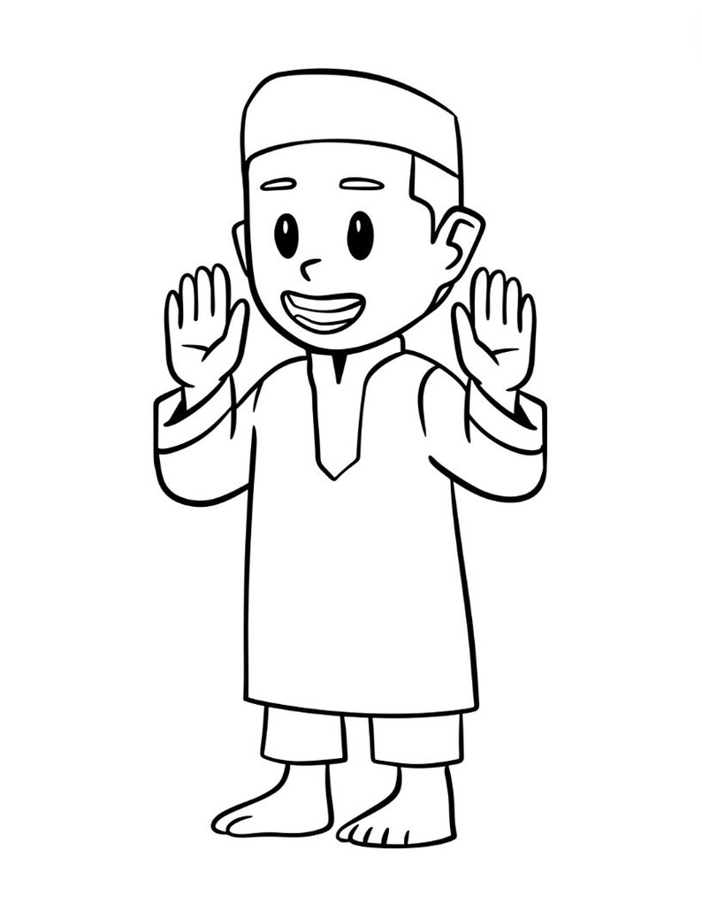 Prayer Position Salat Salah Coloring Pages for Muslim Boys | Printable ...