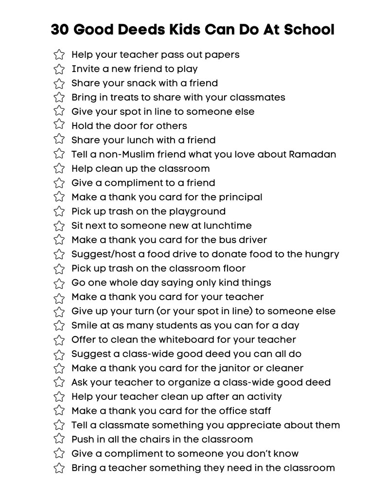 Ramadan Good Deed Tracker for Kids With 150+ Good Deed Ideas | Good ...