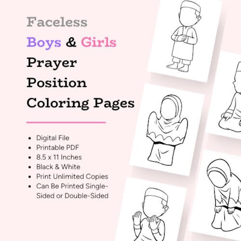 Prayer Position Salat Salah Coloring Pages for Little Muslims ...
