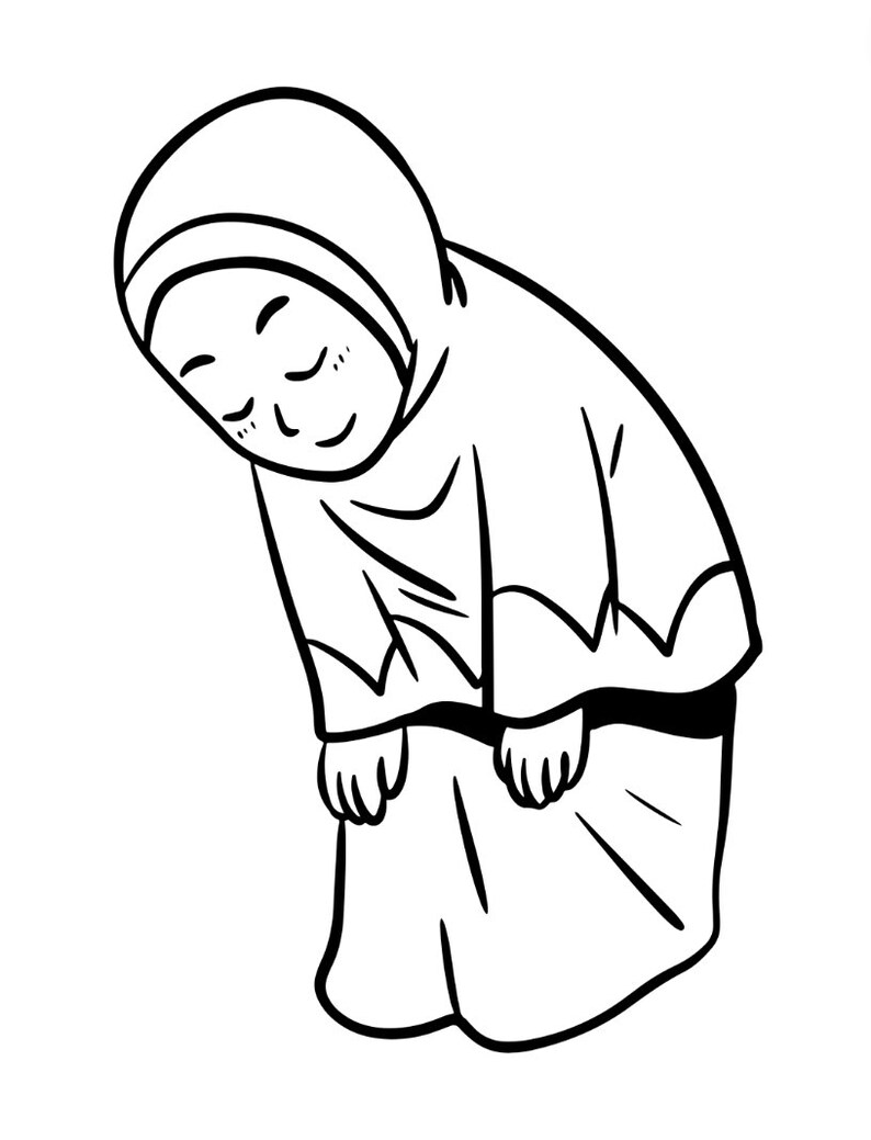 Prayer Position Salat Salah Coloring Pages for Muslim Girls | Printable ...