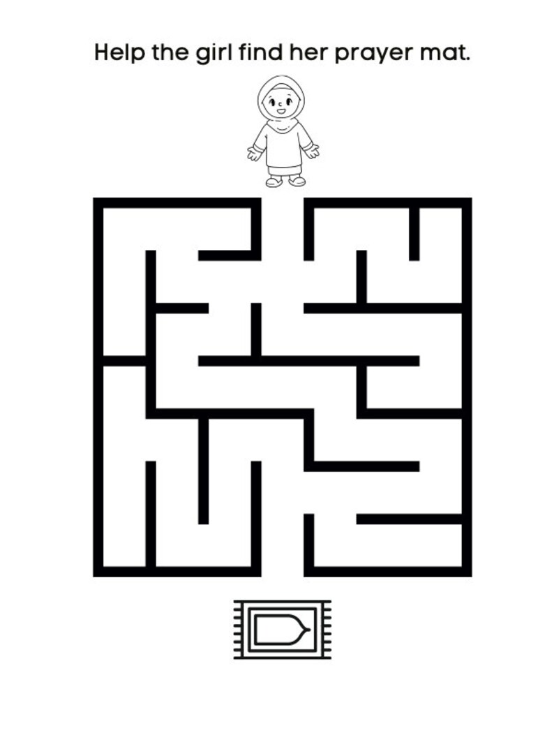 11 Girls Maze Activity Pages for Little Muslims Ages 4 Printable PDF ...