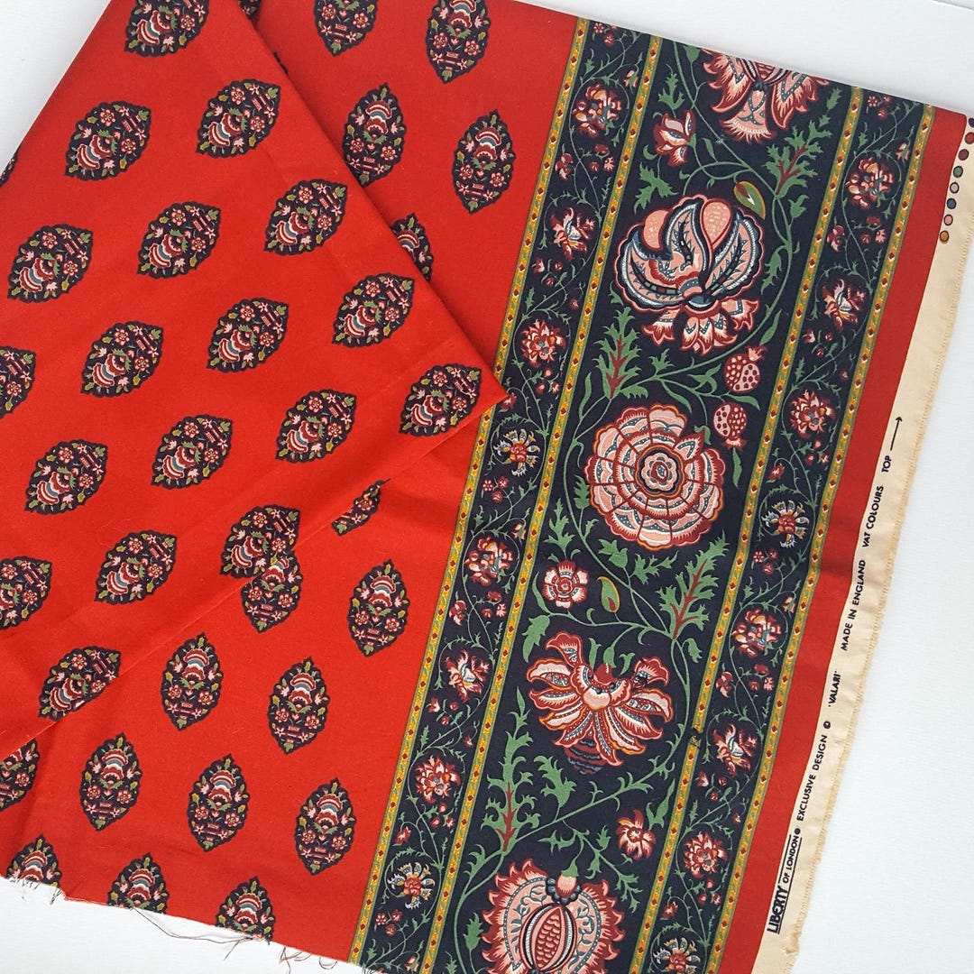 LIBERTY Fabric Retro Boho VALARI Red Pattern, Vintage Material ...