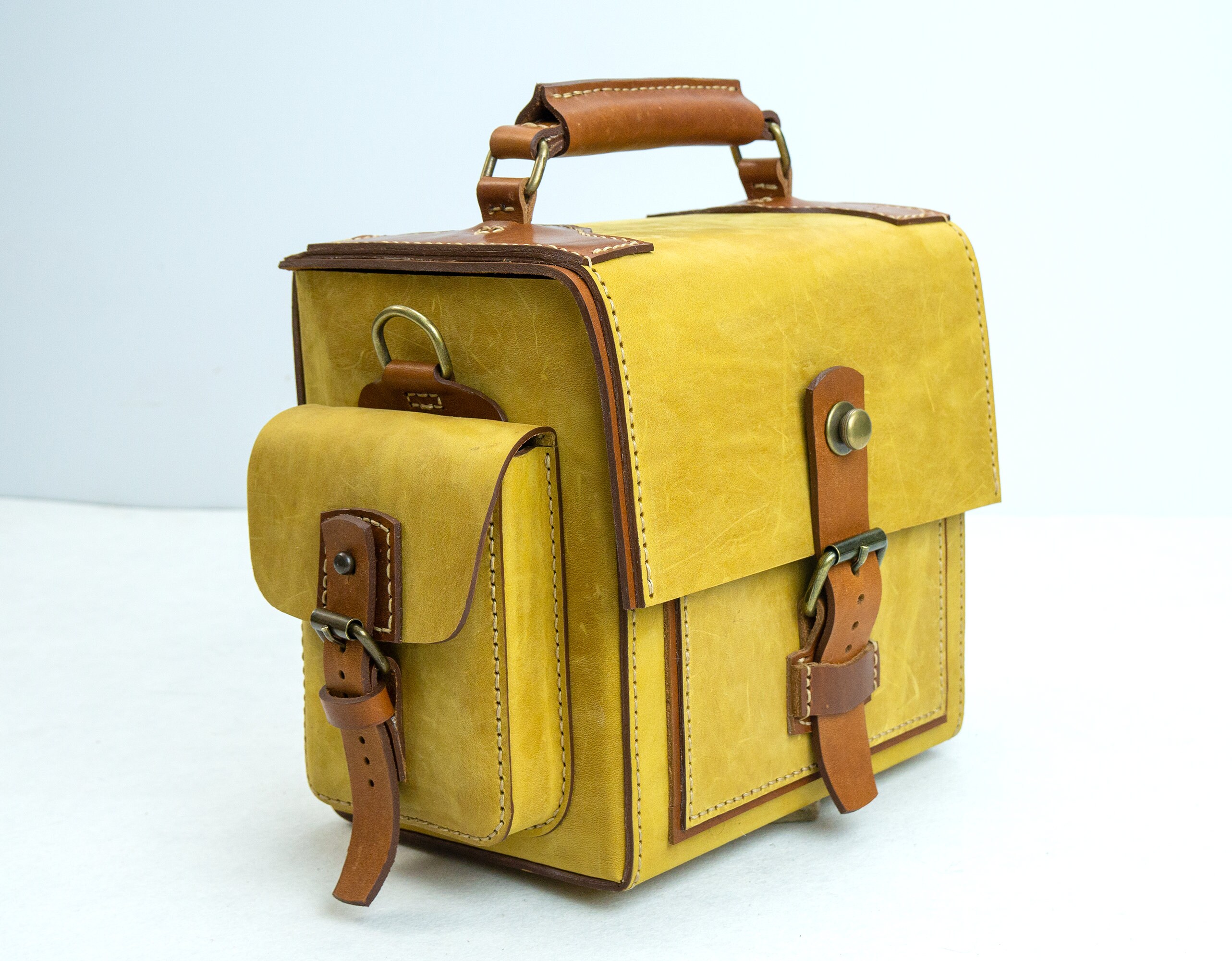 Camera Bag the CUBE Yellow, Leather Camera Bag, DSLR Camera Case - Etsy