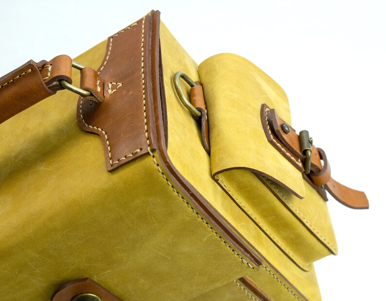 Camera Bag the CUBE Yellow, Leather Camera Bag, DSLR Camera Case - Etsy