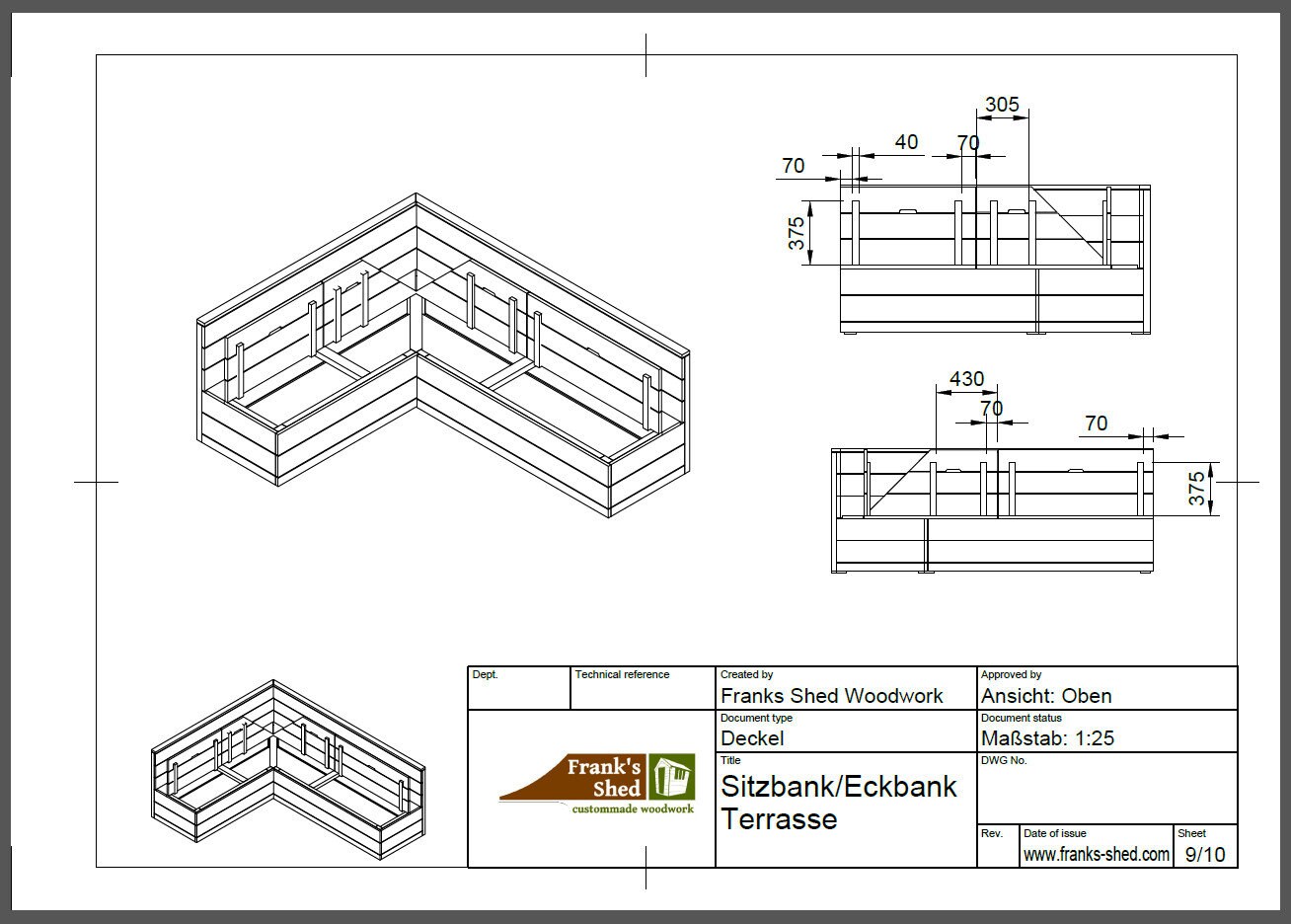 Sitzbank Aus Holz Für Terrasse Balkon & Garten Bauplan Zum | Etsy