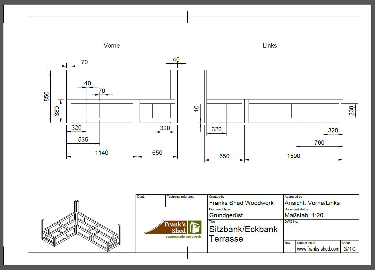 Sitzbank Aus Holz Für Terrasse Balkon & Garten Bauplan Zum | Etsy