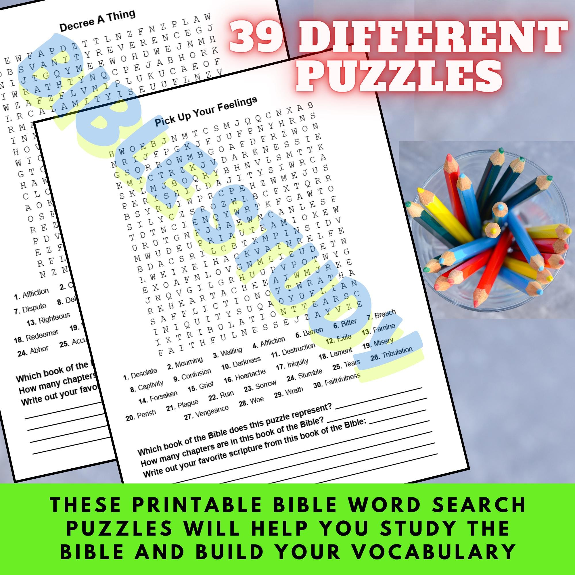 Old Testament Bible Word Search Puzzles: Sunday School Activity ...