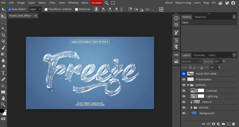 Frozen Icy Look Photoshop PSD Text Effect Template Instant Download - Etsy