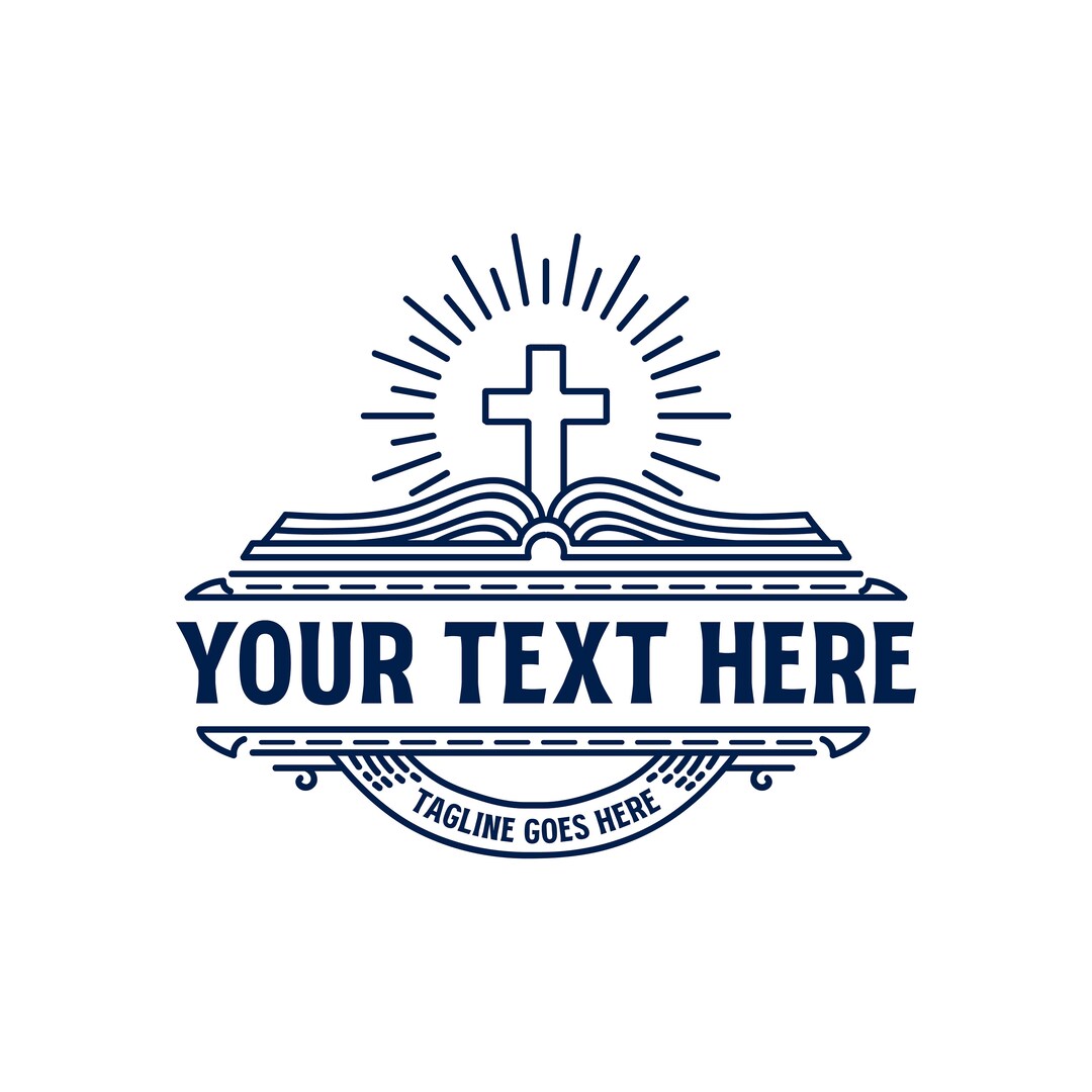 Church Premade Logo Sunrise Cross Bible With Ministry Name and Slogan ...