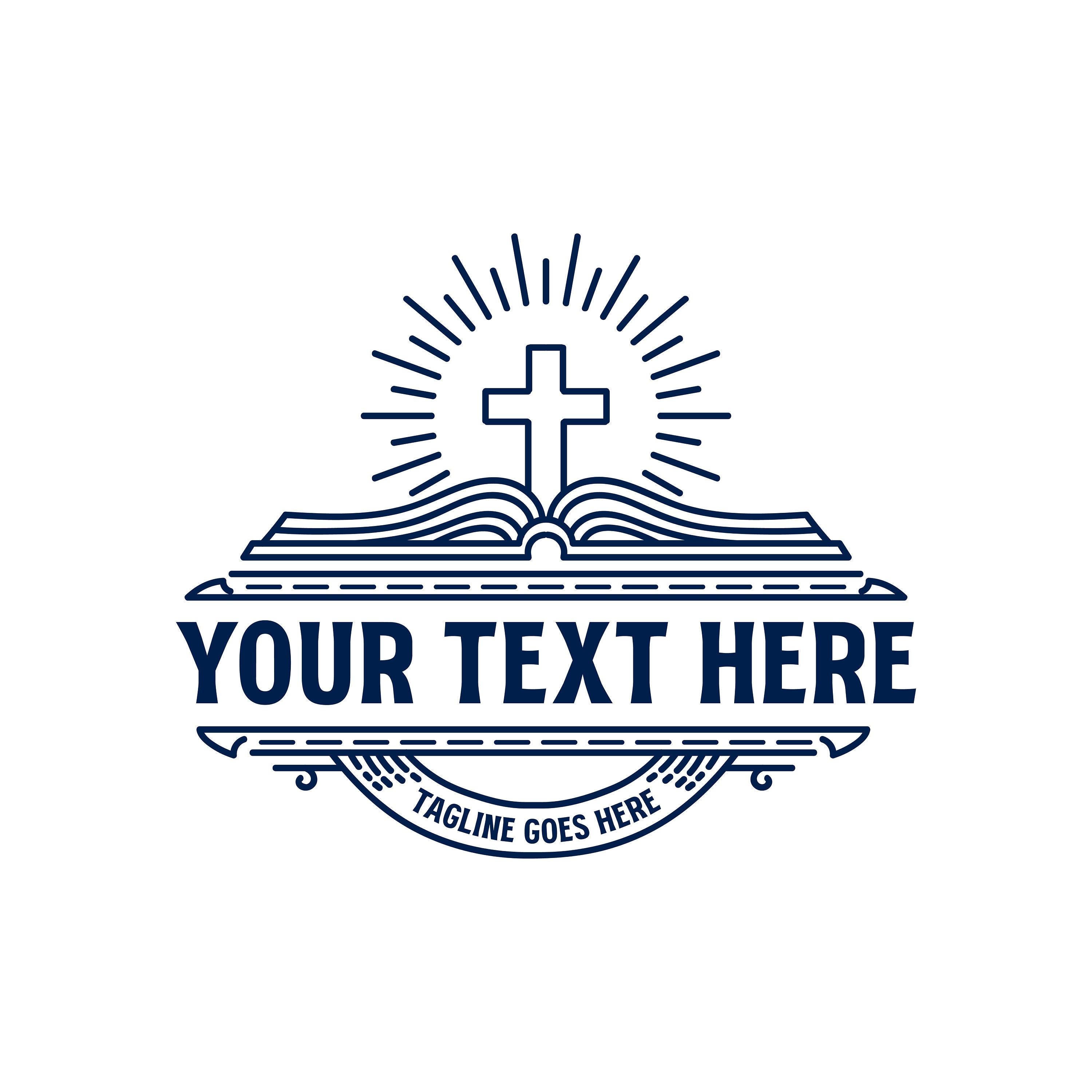 Church Premade Logo Sunrise Cross Bible With Ministry Name and Slogan ...