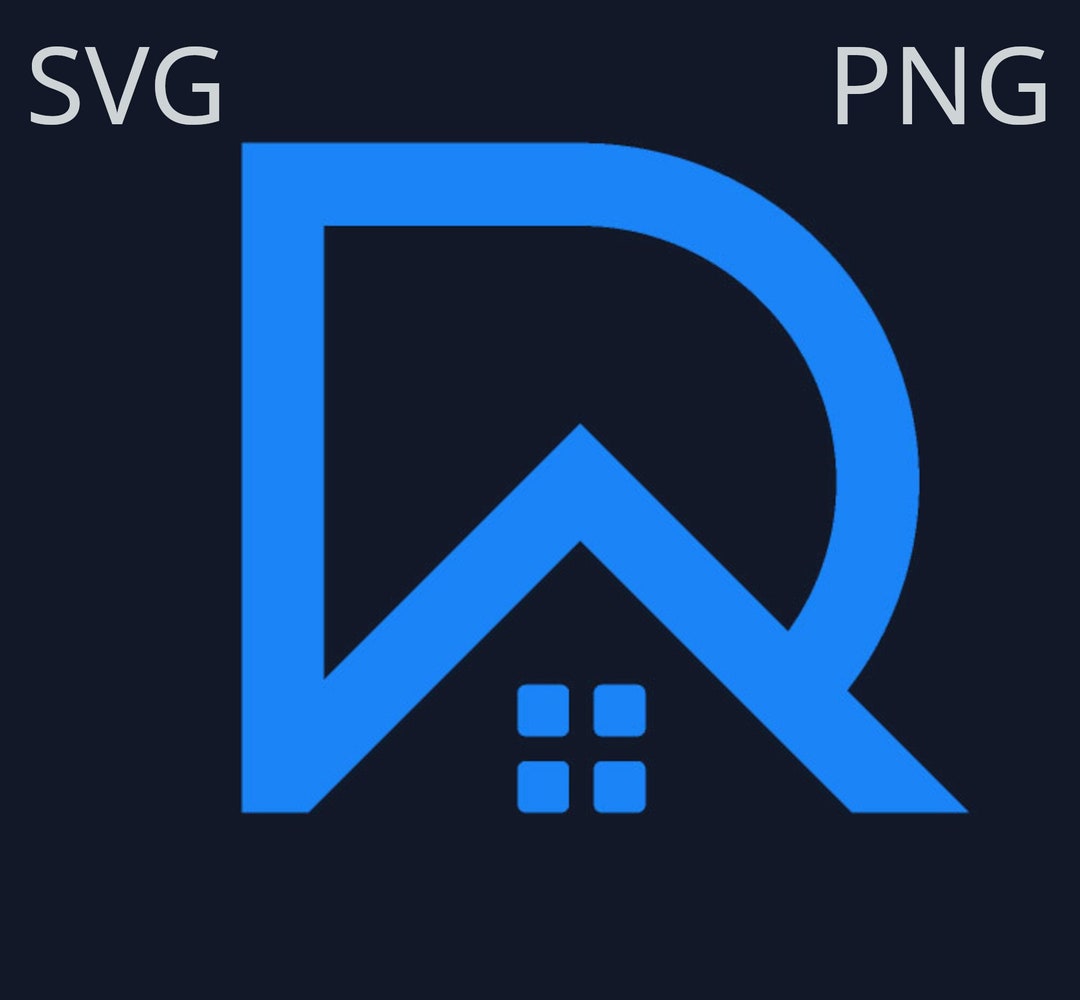 Real Estate Business Premade Logo Letter R Over House Light Blue SVG ...