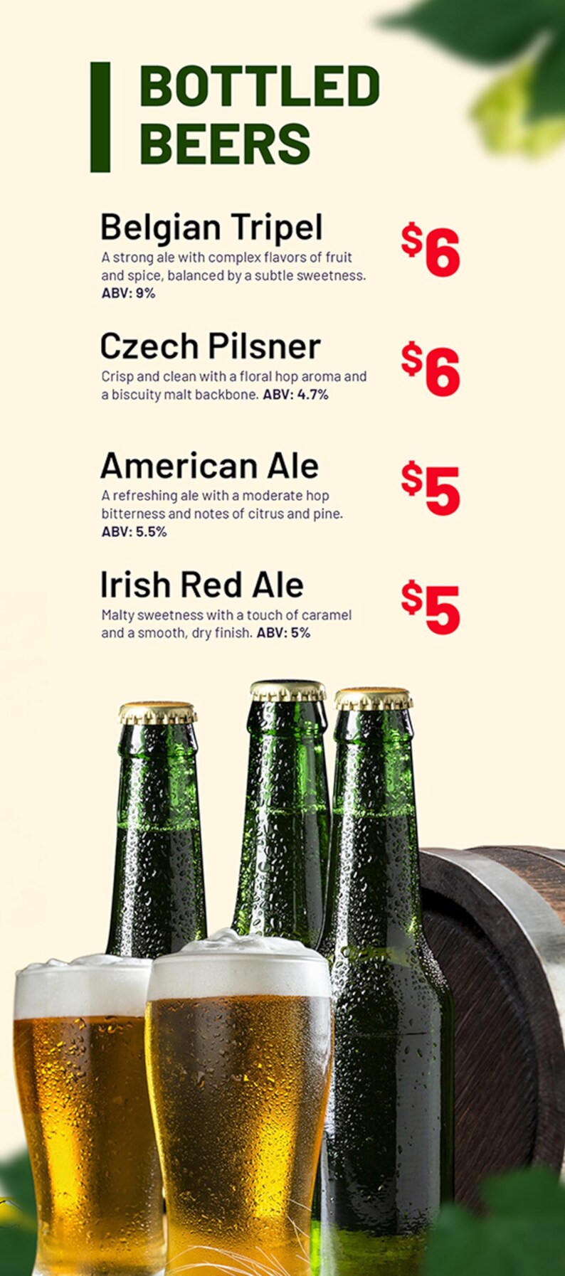Editable Drink Menu Template: Restaurant, Bar, Cocktail Specials (PSD ...