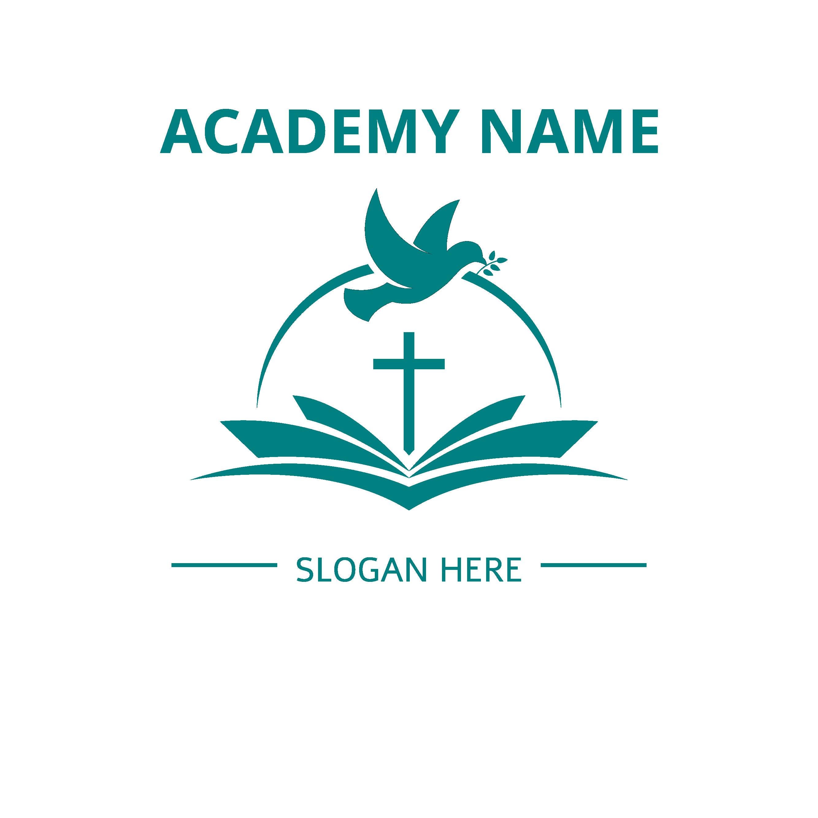 Christian School Daycare Premade Logo Dove Cross Bible With School Name ...